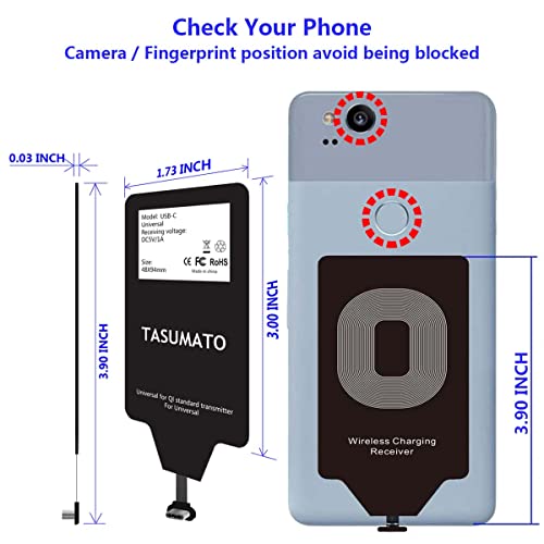 Wireless Charging Receiver Qi Charger Adapter for Moto E7 Plus LG G5 Galaxy A40 A41 A42 5G A60 A12 A11 A10e A01 A32 A31 A30 A22 A21s A21 A20e A20 A72 A71 A52 A51 A50 Samsung USB Type C Android Charge
