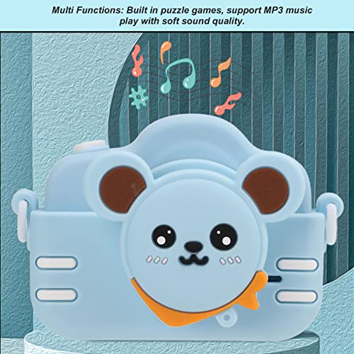 Qinlorgo Toddler Digital Camera, MP3 Play Rounded Shape Food Grade ABS Anti Skid Kids Camera for Kids for Kids Game(Blue)