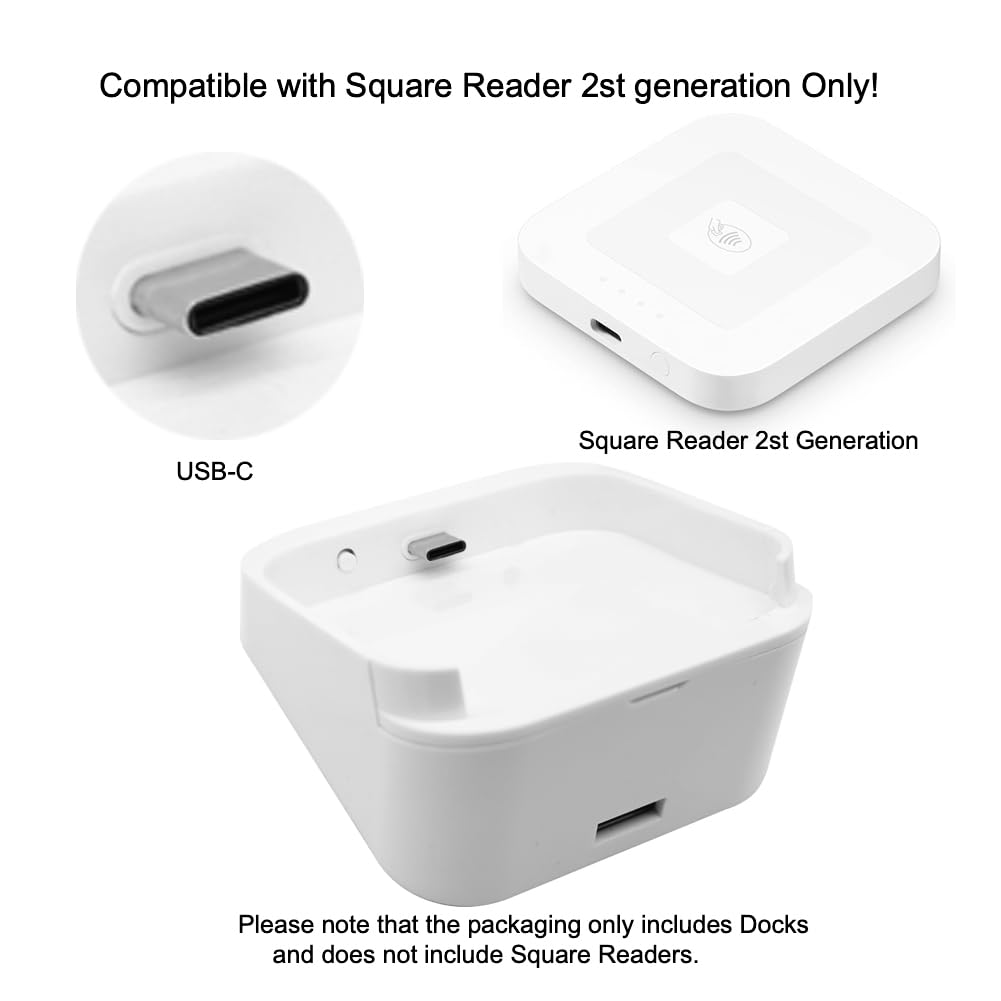 Oryuzi Dock Compatible with Square Reader 2nd Generation, USB Docking Station, White