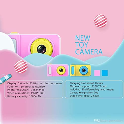 eDealz Full 1080P Kids Selfie HD Compact Digital Photo and Video Rechargeable Camera with 2" LCD Screen, Video Games and Micro USB Charging (Pink, Camera Only)