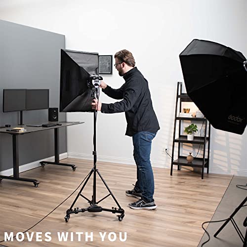 VIVO Universal Heavy Duty Mobile Tripod Trolley Designed for DSLR Cameras, Videos, Studio Lights, Adjustable Professional Tripod Dolly with Wheels, Black, CART-CAM1