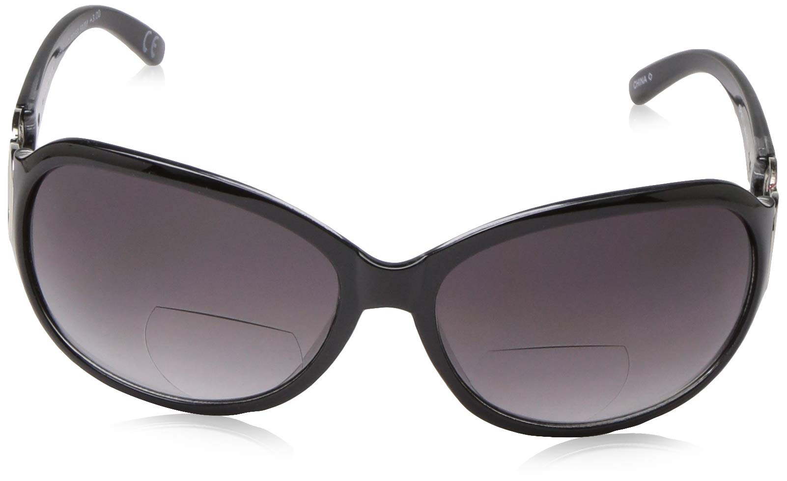 Foster Grant Women's Latte Oval Reading Sunglasses, Black/Transparent, 62 mm + 1.75