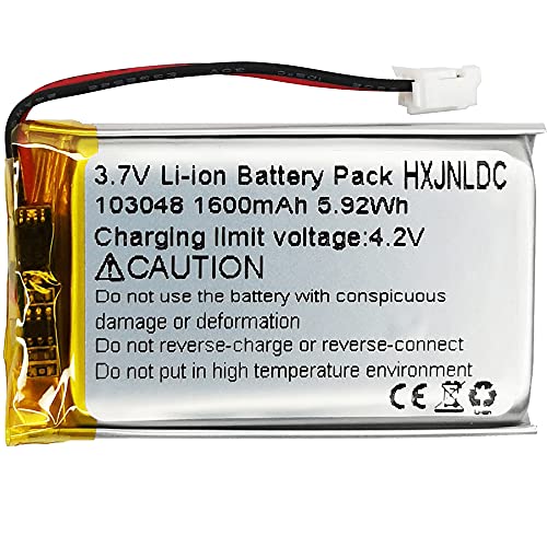 DC 3.7V 1600mAh 103048 Rechargeable Polymer Lithium ion Battery Replacement for DIY 3.7-5V Electronic Product, Mobile Energy Storage Power Supply