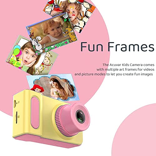 eDealz Full 1080P Kids Selfie HD Compact Digital Photo and Video Rechargeable Camera with 2" LCD Screen, Video Games and Micro USB Charging (Pink, Camera Only)