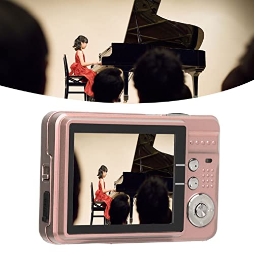 Qiilu Digital Camera Compact, 4K Digital Camera 48MP 2.7in LCD Display 8X Zoom Anti Shake Vlogging Camera for Photography Continuous Shooting (Pink)