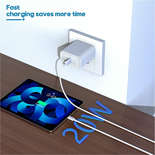 iPad Charger USB C for iPad 10th Gen, iPad Mini 6th, iPad Pro 12.9/11 inch 2022/2021/2020/2018, iPad Air 5/4, iPad Pro Charger 20W Super Fast C Charger with Apple Certified 10FT Long iPad Charger Cord