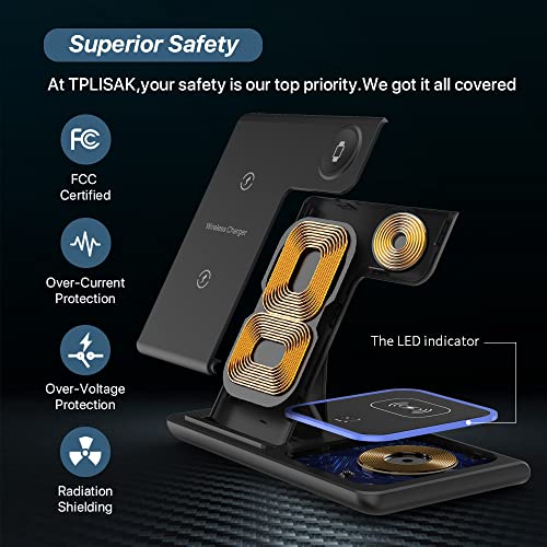 Wireless Charger,MILDILY 3 in 1 Wireless Charging Station for Apple iPhone/iWatch/Airpods,iPhone 13,12,11 (Pro, Pro Max)/XS Max/XR/XS/X/8(Plus),iWatch 7/6/SE/5/4/3/2,AirPods 3/2/pro(Black)