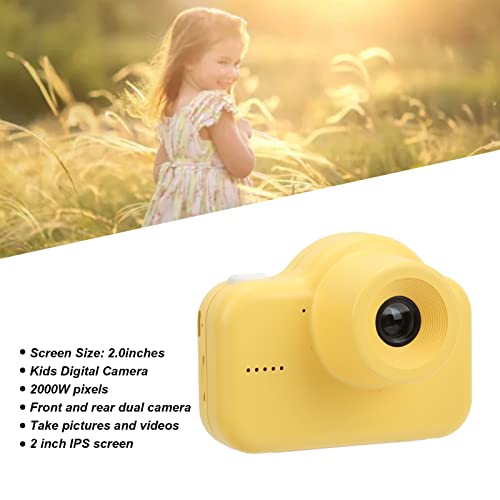 Shanrya Kids Photo Video Camera, 600mAh Rechargeable 2inch IPS Screen High Definition 720P Digital Children Camera for Gift(Yellow Duck)