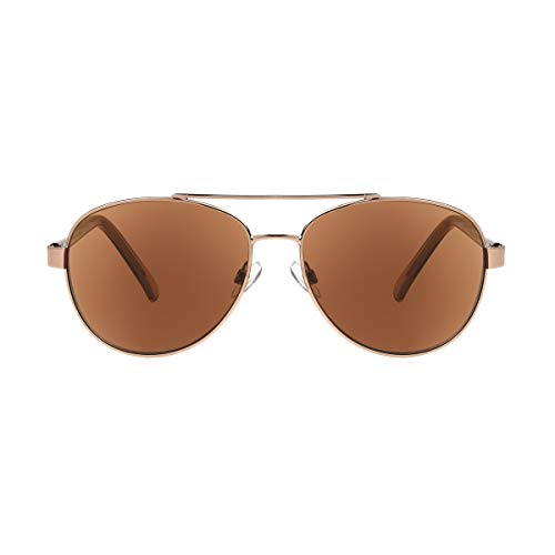 Sofia Vergara x Foster Grant Women's Carmen Full Lens SunReaders Aviator Reading Glasses, Shiny Bronze, 57 mm + 1.5
