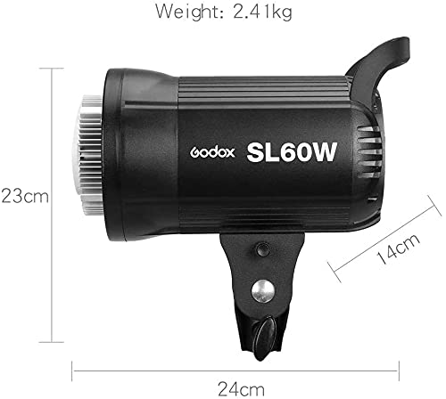 Godox SL-60W CRI 95+ LED Video Light SL60W White 5600±300K Version 60WS Bowens Mount Wirelessly Adjust Brightness, 433MHz Grouping System + Reflector