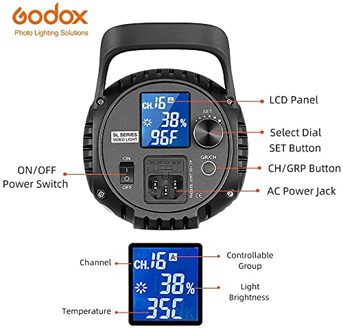 Godox SL-60W CRI 95+ LED Video Light SL60W White 5600±300K Version 60WS Bowens Mount Wirelessly Adjust Brightness, 433MHz Grouping System + Reflector