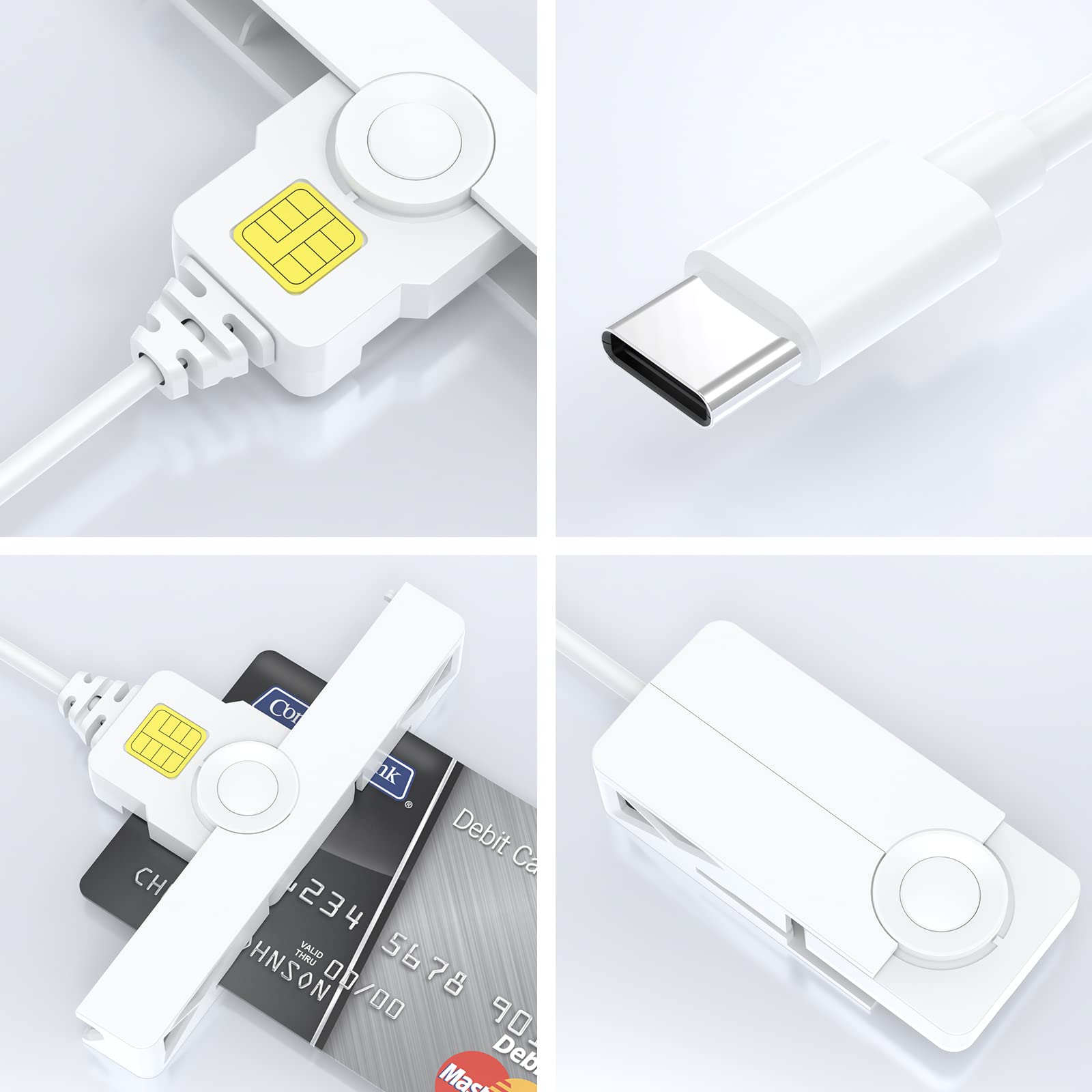 Type C CAC Reader, DOD Military USB C Common Access CAC Card Reader, USB C Smart Card Reader PIV CAC Reader Credit Card Reader Compatible with Windows, Mac OS(Mini Fold and Portable Type C)