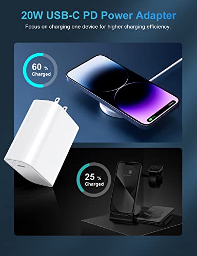 Magnetic Wireless Charger, Magnetic Charging Pad with 20W USB C PD Adapter, Mag-Safe Charger Compatible with iPhone 12/13 Mini/,iPhone 14 Plus,12/13/14 pro/12/13/14 pro max, AirPods 3/pro/pro 2