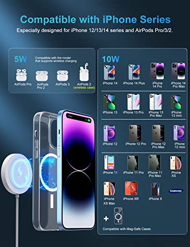Magnetic Wireless Charger, Magnetic Charging Pad with 20W USB C PD Adapter, Mag-Safe Charger Compatible with iPhone 12/13 Mini/,iPhone 14 Plus,12/13/14 pro/12/13/14 pro max, AirPods 3/pro/pro 2