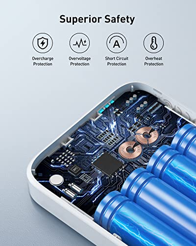 Baseus Magnetic Power Bank Battery Pack 6000mAh Wireless Portable Charger PD 20W with USB-C Cable, for MagSafe, for iPhone 14/13/12 Series, White