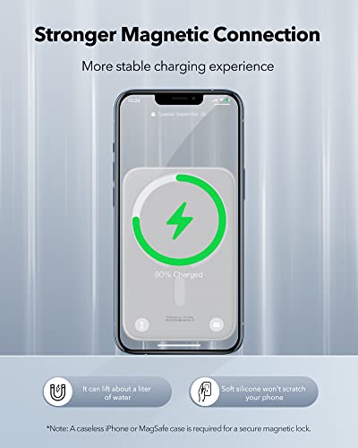 Baseus Magnetic Power Bank Battery Pack 6000mAh Wireless Portable Charger PD 20W with USB-C Cable, for MagSafe, for iPhone 14/13/12 Series, White
