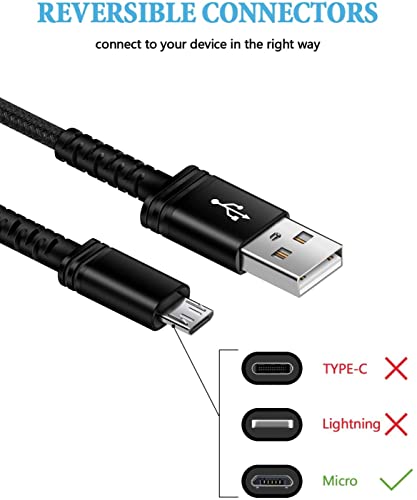 Micro USB Charger, Dual USB Port Wall Block with 6FT Android Fast Charging Cable for Kindle Fire HD 10 8 7 Kids Edition Tablet Paperwhite E-Reader, Samsung J8 J7 Pro S6 S7, Droid Cord AC Power Adapter
