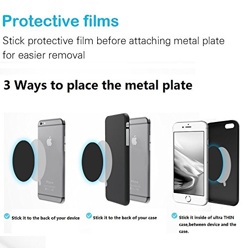 Ozgoe JF-03 Happy Bell (8 Pack) Mount Metal Plate for Magnetic Car Mount with 3M Adhesive β 4X Rectangular 4X Round (Black)