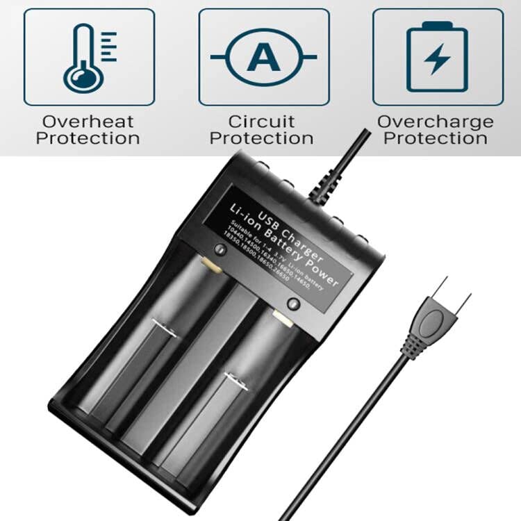 Galaxy SHENMZ 2 Pack Battery for 3.7V 3400mAh Flat Top Battery, Rechargeable, 2 Bay USB Battery Charger for Flashlight, Camera, Small Fan, Sound Equipment.…