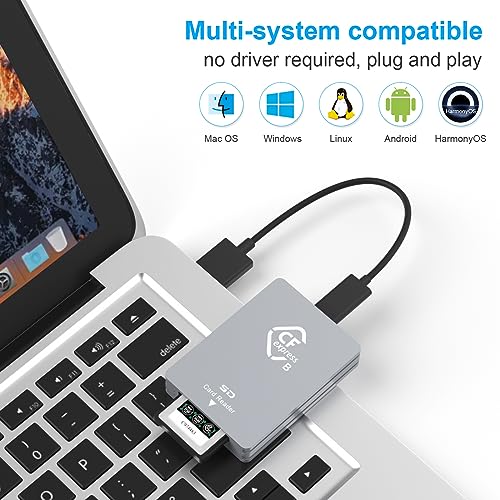 CFexpress Type B/SD Dual Slot Card Reader USB C, USB 3.2 Gen 2 10Gpbs, Compatible with CFexpress Type B Card/SD Memory Card, Aluminum CFexpress Card Adapter with USB C to USB C/USB A Cable