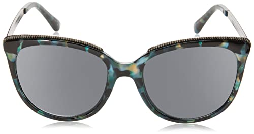 Sofia Vergara x Foster Grant Women's Margarita Full Lens SunReaders Cat-Eye Reading Glasses, Milky Blue Tortoise, 55 mm + 1.75