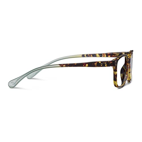 Peepers by PeeperSpecs Women's Nature Walk Soft Square Reading Glasses, Tortoise/Aqua, 49 + 3