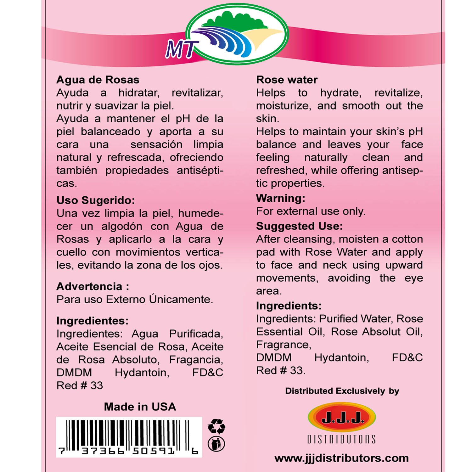 Agua De Rosas 8 Oz. Rose Water Facial Toner 3-PACK