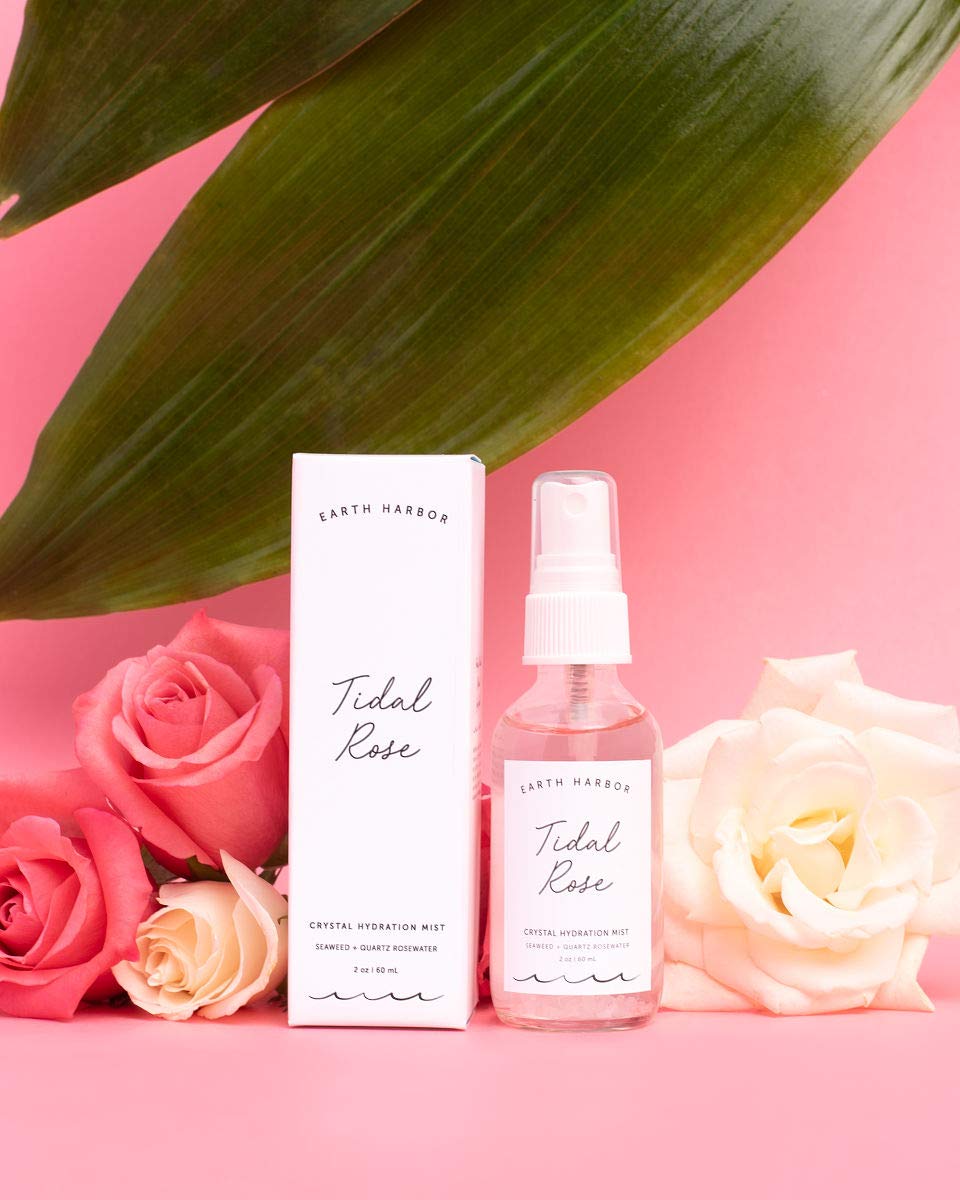 Earth Harbor | Tidal Rose Crystal Hydration Toner - Soothes Inflammation & Tones | Rose Water + Rose Quartz + White Tea | 100% Natural & Cruelty-Free | 2 fl oz