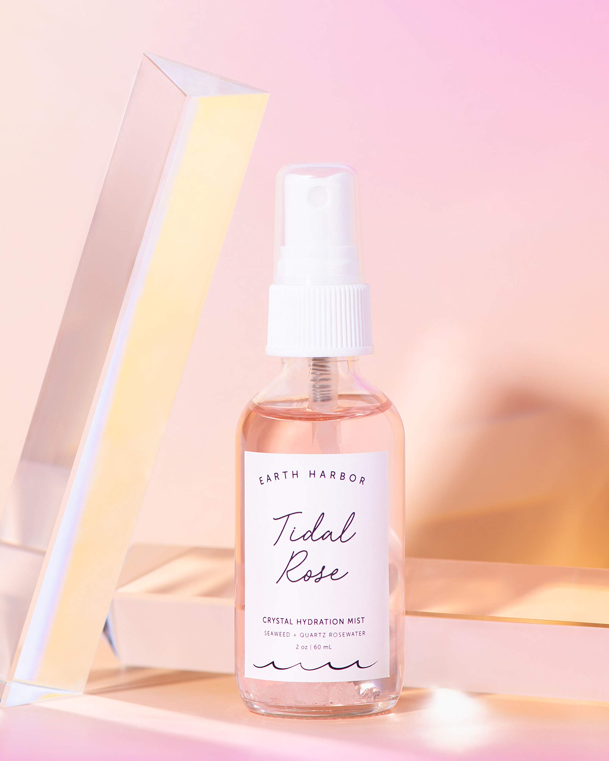 Earth Harbor | Tidal Rose Crystal Hydration Toner - Soothes Inflammation & Tones | Rose Water + Rose Quartz + White Tea | 100% Natural & Cruelty-Free | 2 fl oz