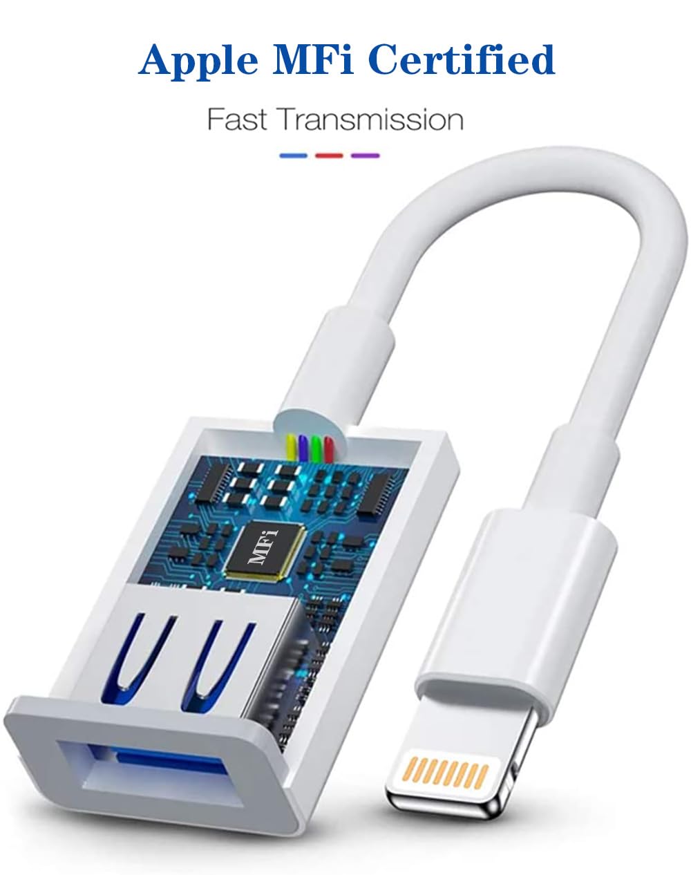 Naiyal Lightning to USB Camera Adapter, Apple MFi Certified USB OTG Cable Converter for iPhone 14 13 12 11 Pro Max XS XR X 8 iPad, Support Camera, Card Reader, USB Flash Drive, MIDI Keyboard (White-1)