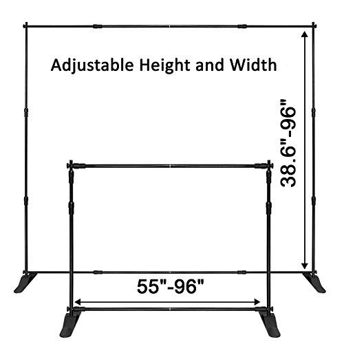 Voilamart Step and Repeat Display Backdrop Banner Stand 8' x 8' Adjustable Telescopic Display Backdrop Stand for Trade Show, Photo Booth, Wall Exhibitor Background with Carrying Bag