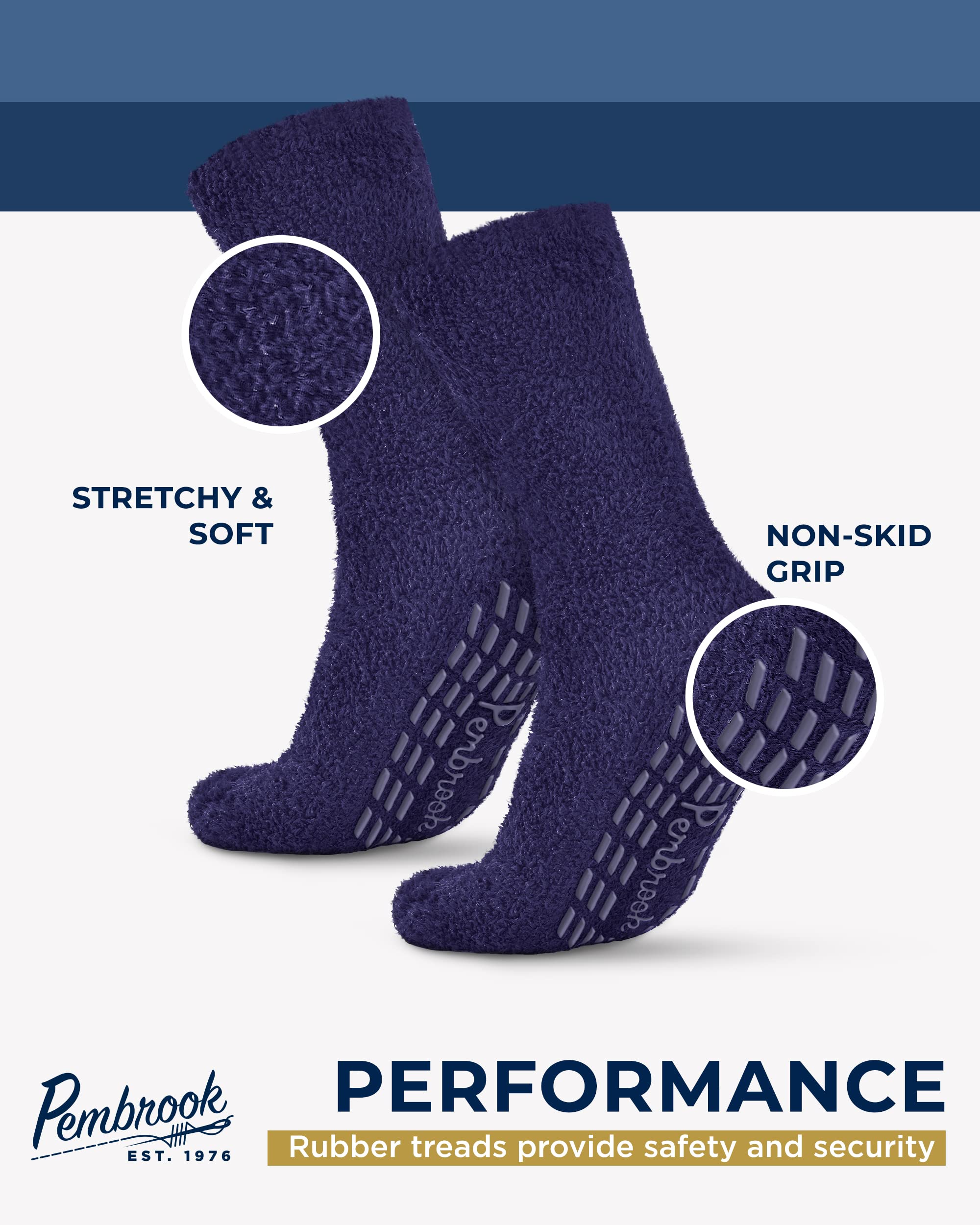 Pembrook Moisturizing Spa Socks Aloe Infused | 2-Pair | Fuzzy Non Skid Gel Sleeping Socks