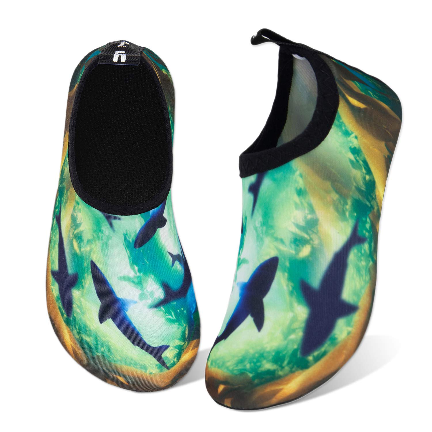 WateLves Kids Water Swim Shoes Barefoot Aqua Socks Shoes Quick Dry Non-Slip Baby Boys & Girls (Shark, 32/33)