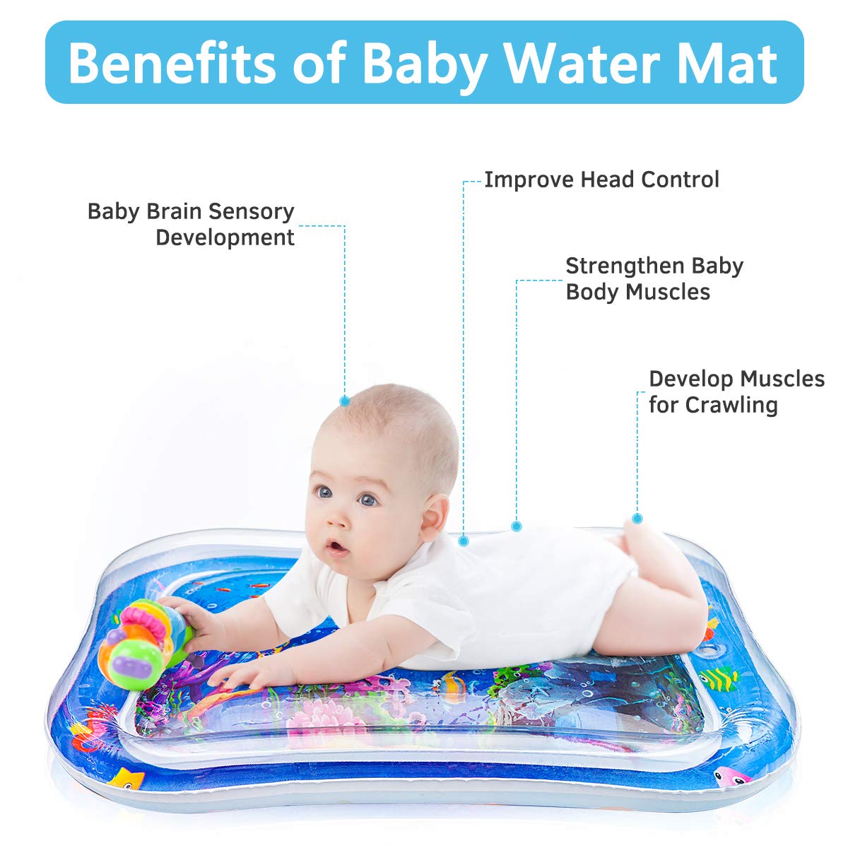 KITPIPI Tummy Time Mat, 2021 Upgraded Infants Baby Inflatable Water Mat Baby Activity Play Centers for 6 Months Newborn Brain & Body Development Infant&Toddlers Toys