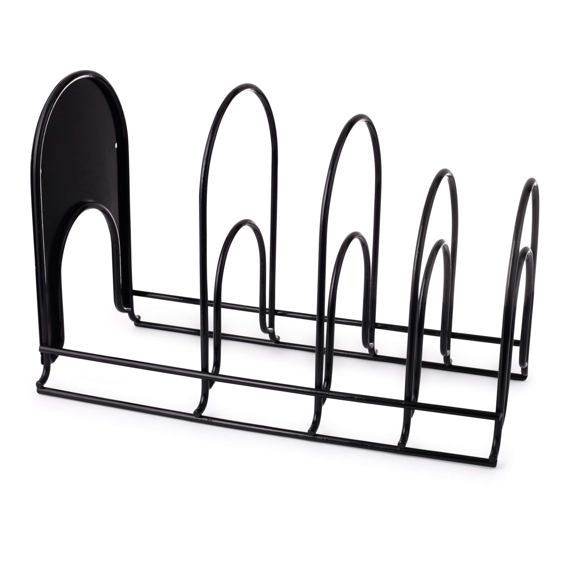 Heavy Duty Pan Organizer, Extra Large 5 Tier Rack - Holds Cast Iron Skillets, Dutch Oven, Griddles - Durable Steel Construction - Space Saving Kitchen Storage - No Assembly Required - Black 15.4-inch