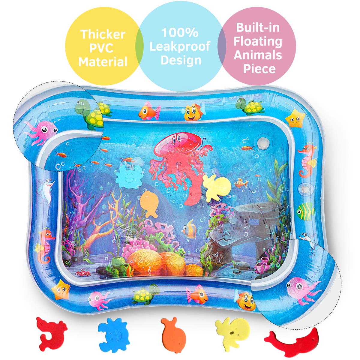 KITPIPI Tummy Time Mat, 2021 Upgraded Infants Baby Inflatable Water Mat Baby Activity Play Centers for 6 Months Newborn Brain & Body Development Infant&Toddlers Toys