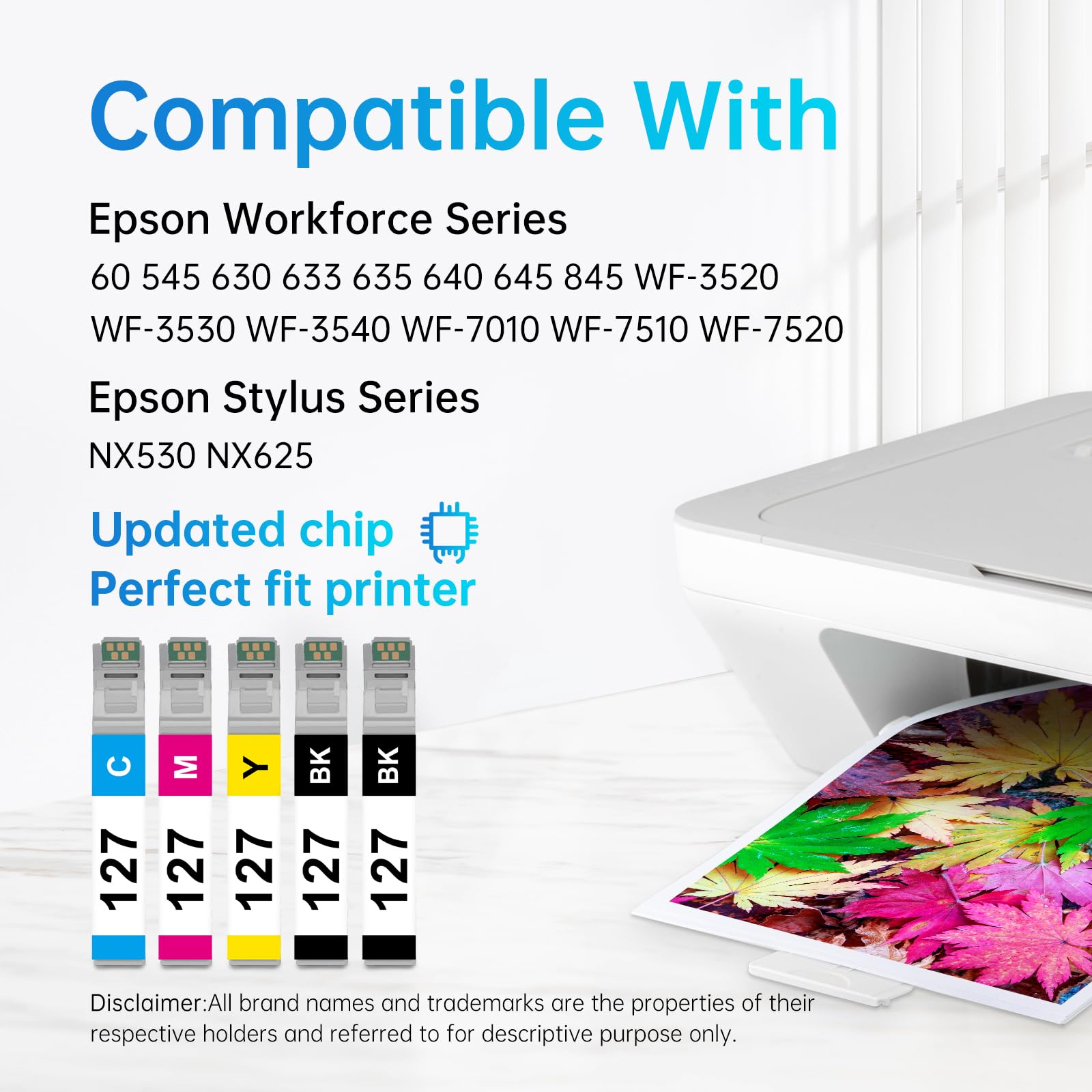 LEMERO Remanufactured Ink Cartridge Replacement for Epson 127 T127 Ink Cartridges for WF-3520 WF-3540 Workforce 845 645 840 635 Printer ( 4 Black, 2 Cyan, 2 Magenta, 2 Yellow, 10 Pack)