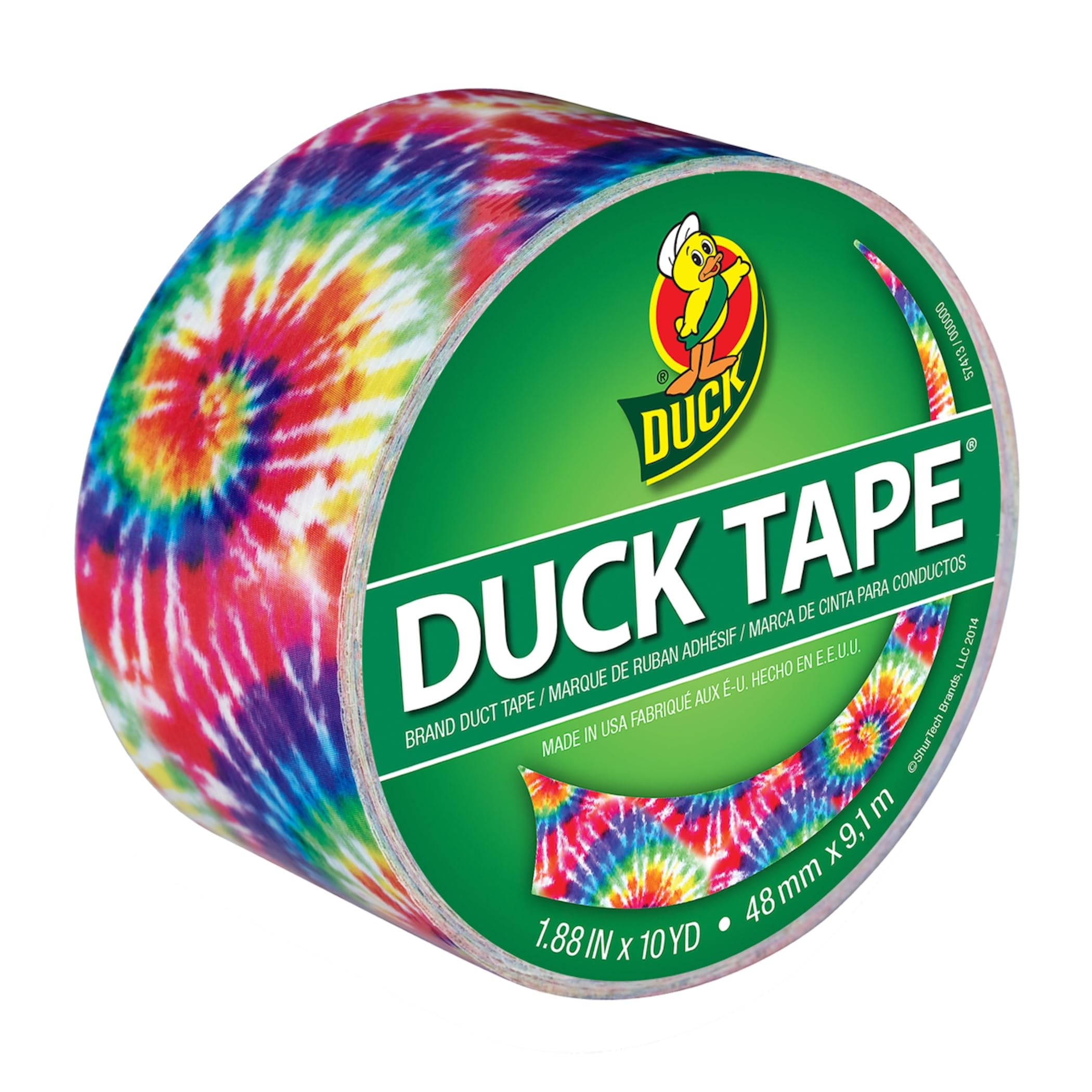 Duck Brand 283268 Printed Duct Tape, Single Roll, Love Tie Dye