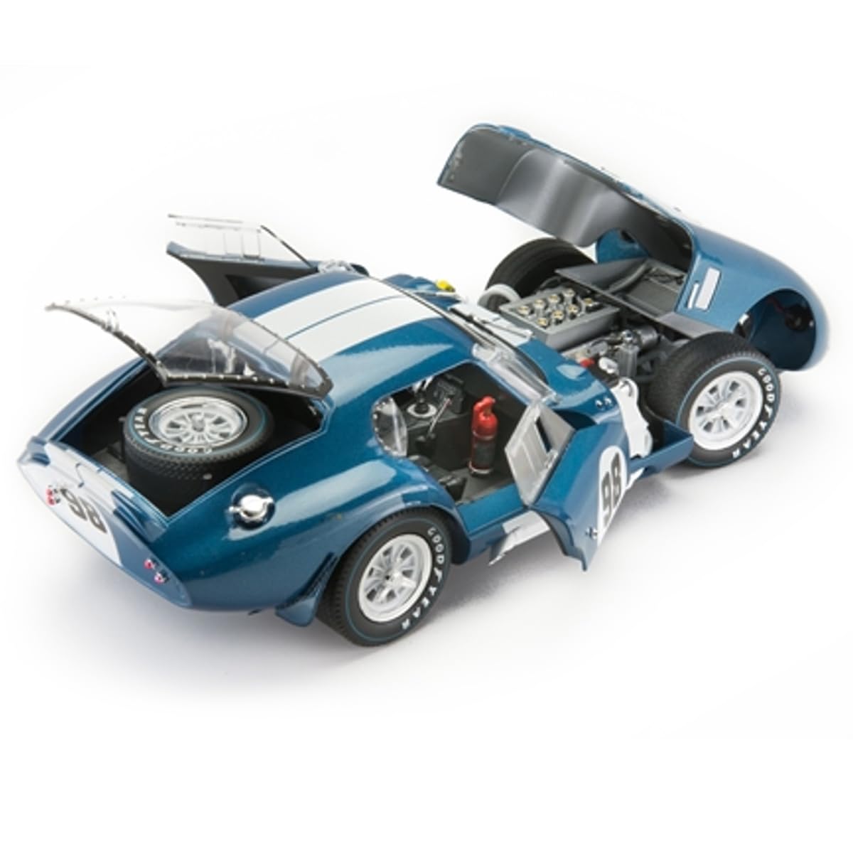 1965 Shelby Cobra Daytona Coupe #98, Blue w/ White Stripes - Shelby SC130 - 1/18 Scale Diecast Model Toy Car