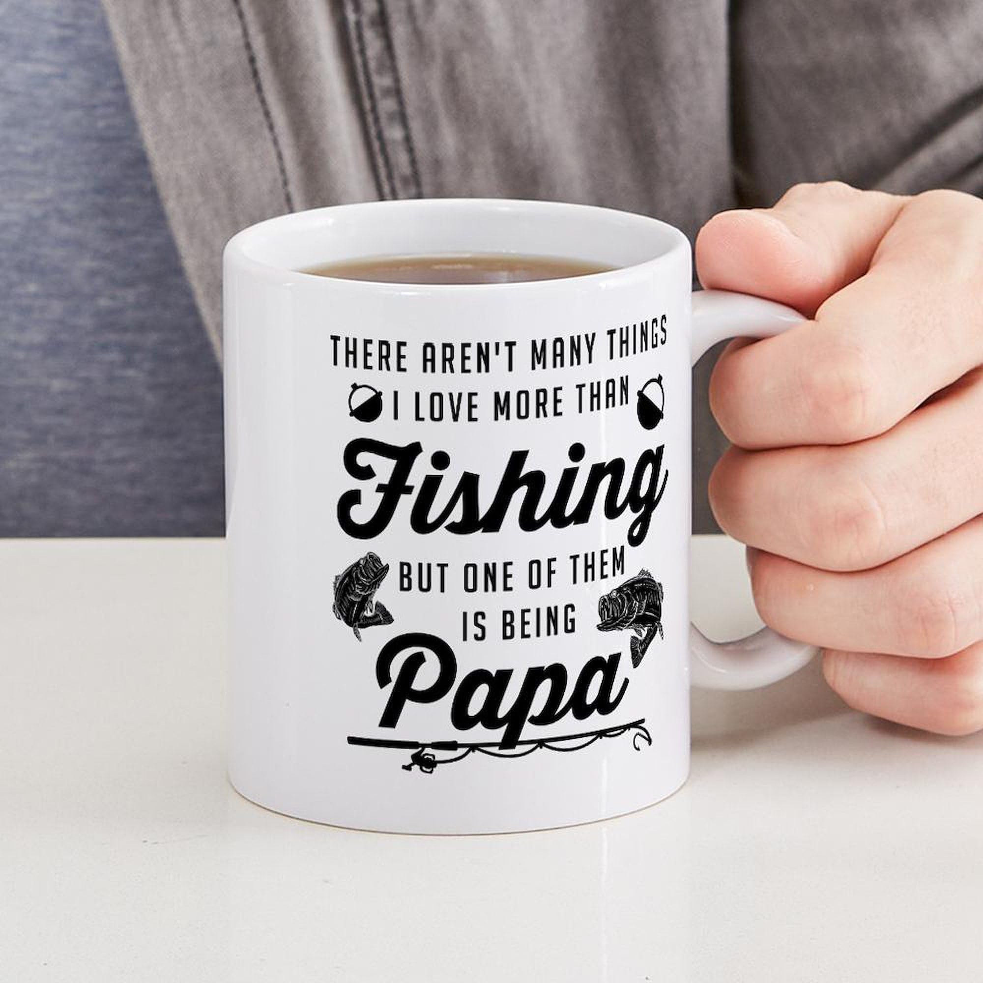 CafePress Love Fishing And Being Papa Ceramic Coffee Mug, Tea Cup 11 oz