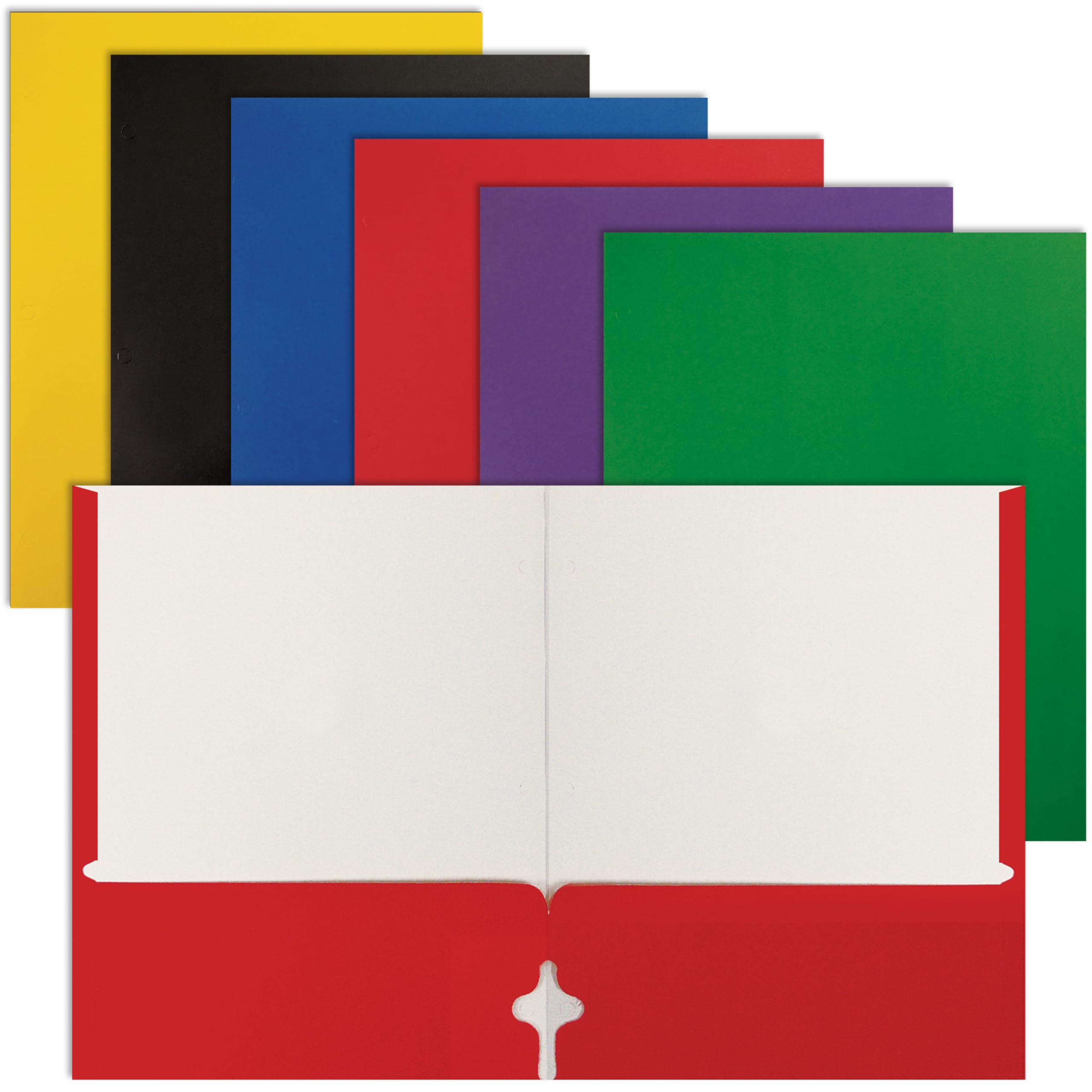 Letter Size Paper Portfolios by Better Office Products, Case of 100, Assorted Primary Colors, (Assorted, 2 Pocket Paper Folders)