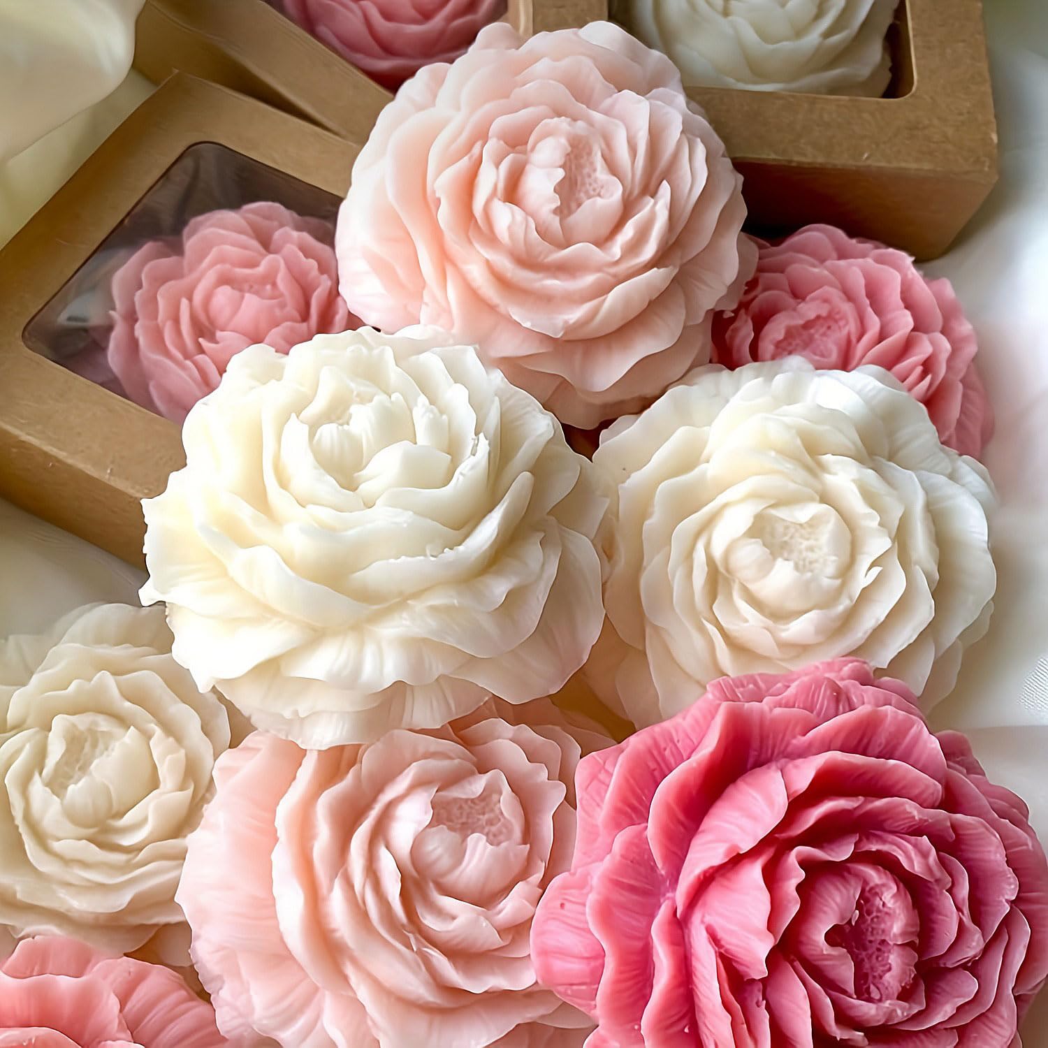 Flower Silicone Mold for Resin Candle Mold , 3D Candle Soap Mould Cake Fondant Chocolate Mold Epoxy Casting Resin Mould for Craft Handmade Gift (Peony)