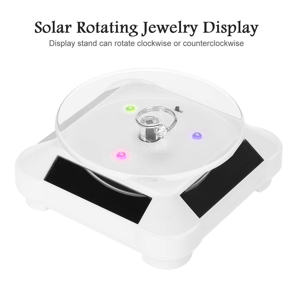 Rotating Display Stand Turntable Display Stand, Black Motorized Turntable Stand 360° Turntable Rotating Holder Solar Jewelry Holder for Photography Products and Shows
