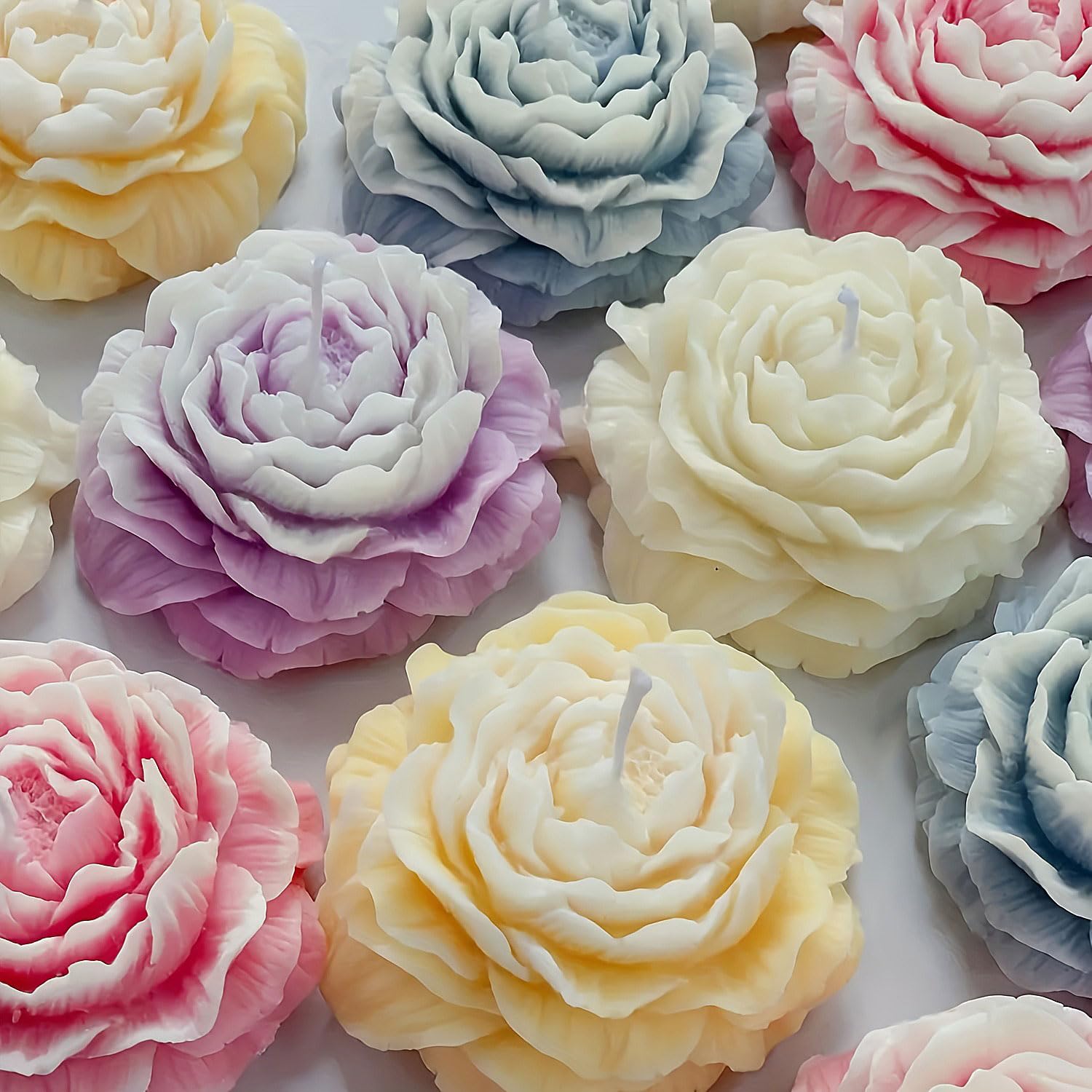 Flower Silicone Mold for Resin Candle Mold , 3D Candle Soap Mould Cake Fondant Chocolate Mold Epoxy Casting Resin Mould for Craft Handmade Gift (Peony)