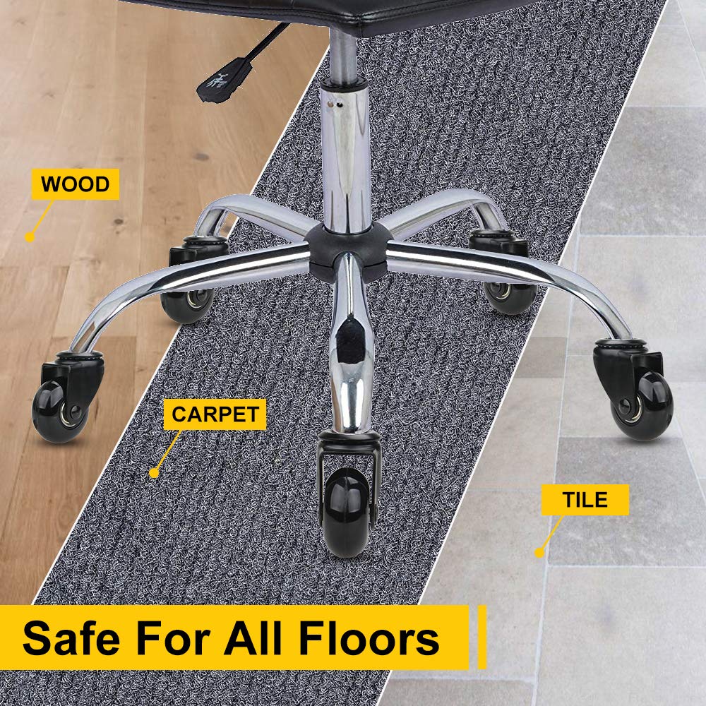 8T8 Replacement Chair Caster Wheels 2 inch, Quiet and Smooth Rolling,Heavy Duty Wheels with Threaded Stem 5/16'', Safe for Wood Hardwood Floors, No Chair Mat Needed,Set of 5 (2 inch Black)