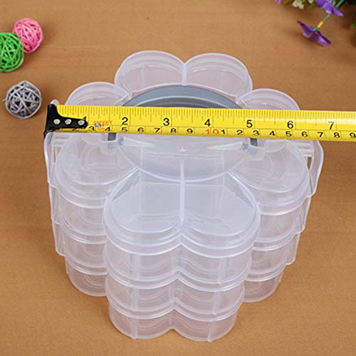 OWLEEN 3-Tier Clear Plastic Stackable Organiser Storage Hobby Craft Box Container Jewellery Case - Clear