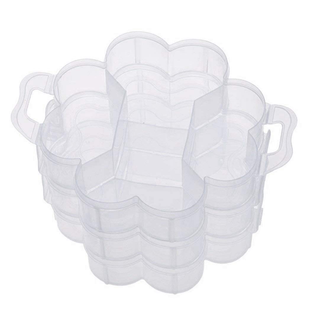 OWLEEN 3-Tier Clear Plastic Stackable Organiser Storage Hobby Craft Box Container Jewellery Case - Clear