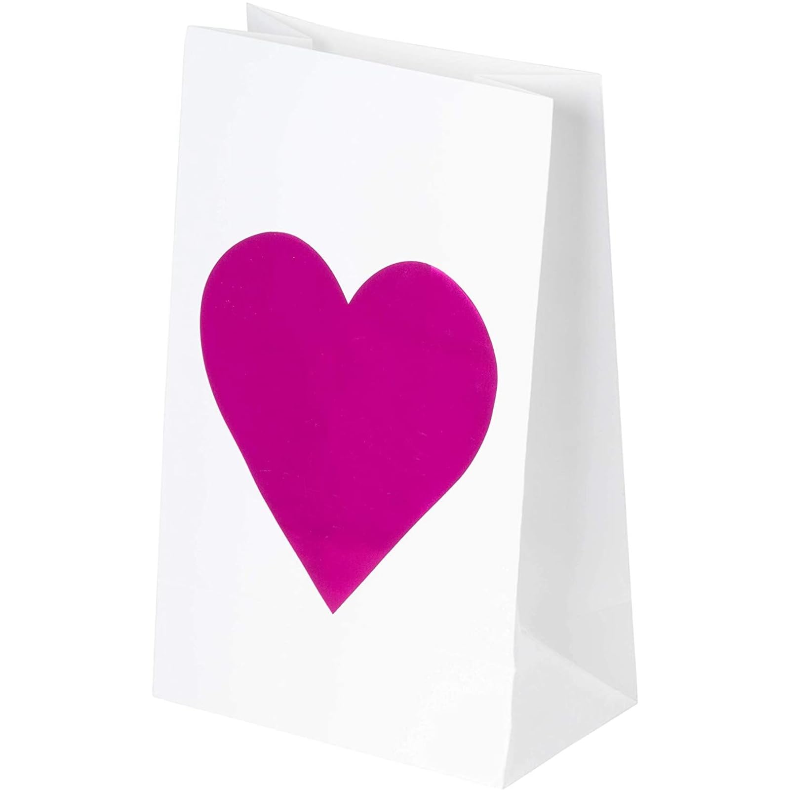 Party Favor Bags with Pink Heart for Valentine's Celebration, Birthdays (5.3 x 8.7 x 3 In, 24 Pack)