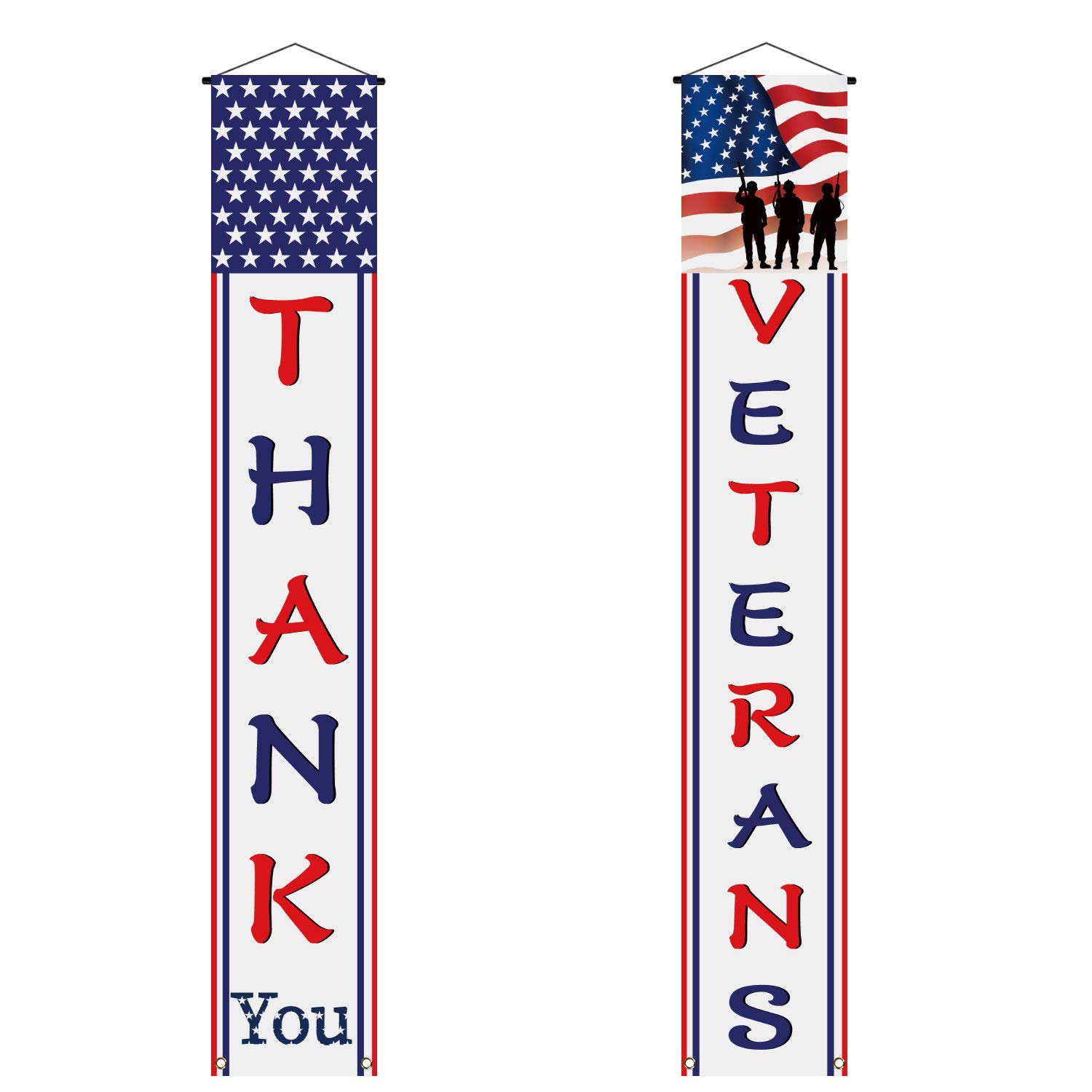 Thank You Veterans Hanging Banner Memorial Day Veterans Day Decoration American Flag Patriotic Decoration for 4th of July