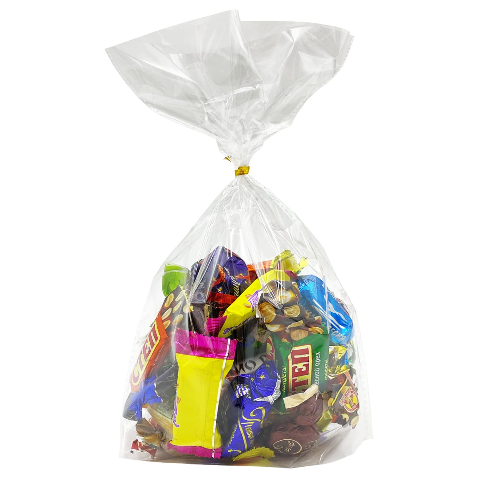 6"x 9" Flat Bottom Bags, Bottom Gusset Bags, 6x9 Cello Bags, Cellophane Treat Goodie Bags for Small Party Favor Packaging, Small Christmas Gift Wrapping Bags - 100 Pcs